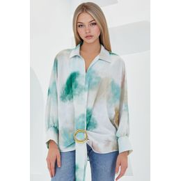 Oversized Bedrucktes Crepe-Hemd mit Schleife
