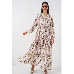 Gemustertes V-Ausschnitt Maxikleid