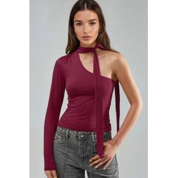 Bluse mit einem &Auml;rmel und Schal-Detail