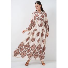 Gemustertes V-Ausschnitt Maxikleid