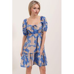 A-Form Mini-Kleid mit quadratischem Ausschnitt und Schleife
