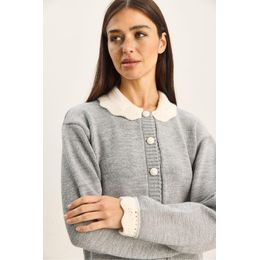Dicker gerippter Strickcardigan mit Knopfverschluss