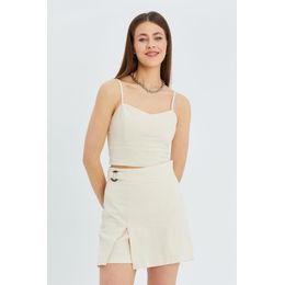 Herzen-Kragen Figurbetonte Cropped-Bluse
