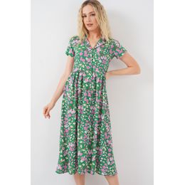 Blumen-Midi-Kleid mit Hemdkragen