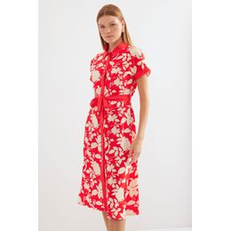 Bl&uuml;hendes Midi-Kleid mit Schleife