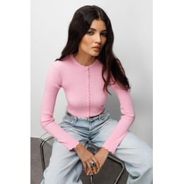 Rippstrick-Cardigan mit Knopfleiste