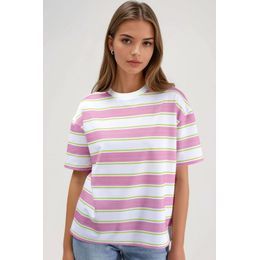 Gestreiftes Oversized T-Shirt mit Rundhalsausschnitt