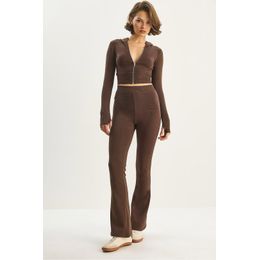 Rippstrick Baumwolle Hohe Taille Zweiteiler Coord