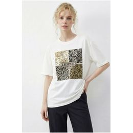 Leopardenmuster Paillettenshirt mit Rundhalsausschnitt