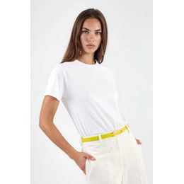 Schlichtes Rundhalsausschnitt Baumwoll-T-Shirt
