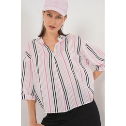 gestreifte V-Ausschnitt Bluse