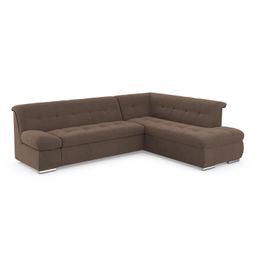 Ecksofa DOMO collection "MONA B/T: 271/213 cm, modern und komfortabel", braun (schlamm), B:271cm H:80cm T:213cm, Struktur fein 100% Polyester;Chenilleoptik 100% Polyester, Sofas, Ecksofa, whlw. mit Bett- und Armlehnfunktion, L-Form