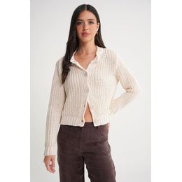 Strukturierter Rippstrick-Cardigan mit Kn&ouml;pfen