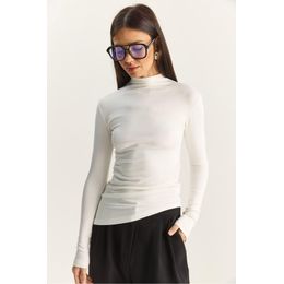 Figurbetontes Rollkragen-Bluse mit langen &Auml;rmeln und R&uuml;schendetails
