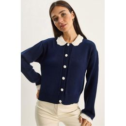 Dicker Rippenstrick-Cardigan mit Knopfverschluss