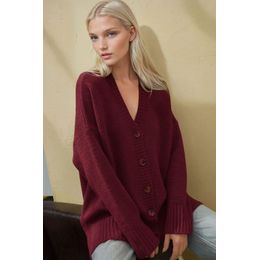 Dicker V-Ausschnitt Strickcardigan