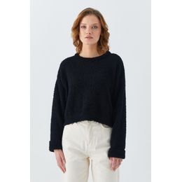 Pl&uuml;schstrukturiertes Kurzstrickpullover