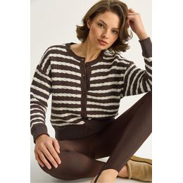 Haarzopf Strickjacke mit Knopfverschluss