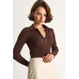 Pullover mit Rei&szlig;verschluss-Kragen