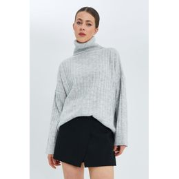 Oversized Rippstrick Rollkragenpullover
