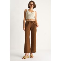 Leinenhose mit Kordelzug und geradem Bein