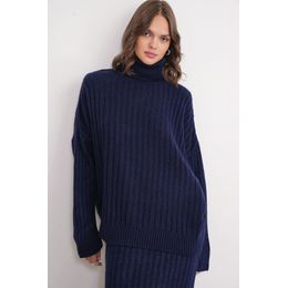 &Uuml;bergro&szlig;er Rippstrick-Turtleneck-Pullover