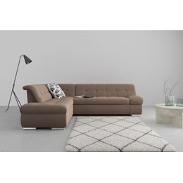 Ecksofa DOMO collection "MONA B/T: 271/213 cm, modern und komfortabel", braun (schlamm), B:271cm H:80cm T:213cm, Struktur fein 100% Polyester;Chenilleoptik 100% Polyester, Sofas, Ecksofa, whlw. mit Bett- und Armlehnfunktion, L-Form