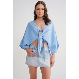 Strukturierte V-Ausschnitt Bolero Bluse
