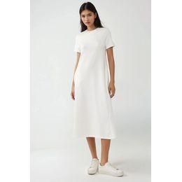 Basic Midi-Kleid mit Rundhalsausschnitt und kurzen &Auml;rmeln