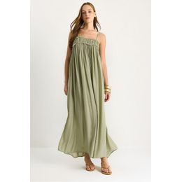 Besticktes Maxi-Kleid mit quadratischem Kragen