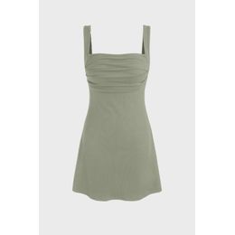Ger&uuml;schtes Mini-Kleid mit quadratischem Ausschnitt