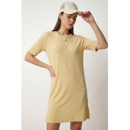 Mini-Kleid mit Rundhalsausschnitt und Schlitz