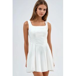 Quadratischer Kragen A-Linien Mini-Kleid