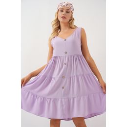 V-Ausschnitt &auml;rmelloses Minikleid mit Knopfdetails