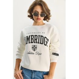 Bedruckter Rippenkragen-Sweatshirt
