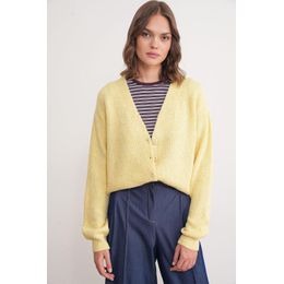 Texturierten V-Ausschnitt Kn&ouml;pfen Cardigan