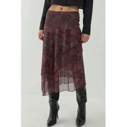 Hohe Taille Midi-Rock mit floralem Druck