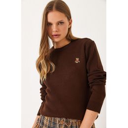 Bestickter Rundhals-Pullover