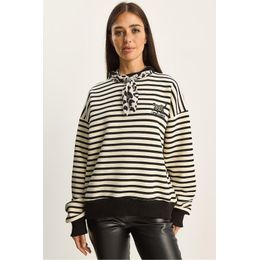 Gestreifter Kapuzenpullover mit Kordelzug