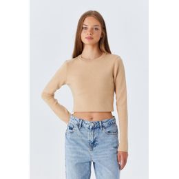 Langarm Basic Crop Stricktop