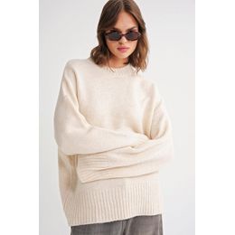 Oversized Rippstrickpullover mit Rundhalsausschnitt