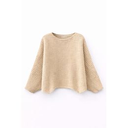 &Uuml;bergro&szlig;er strukturiert gerippter Rundhals-Pullover