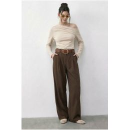 Hoch taillierte weite Palazzo-Hose mit G&uuml;rtel