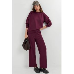 Modal Touch Rundhals Sweatshirt & Weite Beinform Hose Zweiteiliges Set