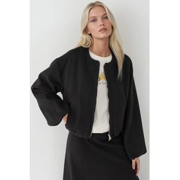 Oversized Strick Bomberjacke mit durchgehendem Rei&szlig;verschluss