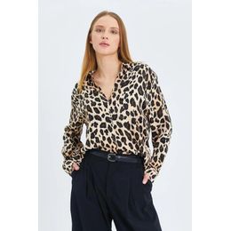 Leopardenmuster Satinhemd