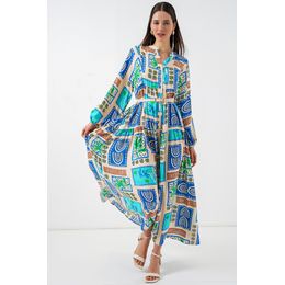Gemustertes V-Ausschnitt Maxikleid