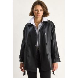 Doppelreihiger Trenchcoat aus Kunstleder