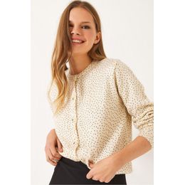 Gepunkteter Jacquard-Strick-Cardigan mit Knopfverschluss