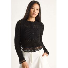 Spitzenverziertes Knopfstrick-Cardigan